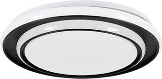 Eglo LED Deckenleuchte Moschetta, runde Deckenlampe mit Fernbedienung, Flur Lampe Decke, Schlafzimmerlampe aus Metall in Schwarz und Kunststoff in Weiß, wa