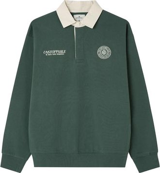 Springfield Herren Rebelution Ls Rugby Polo Polohemd, grün, Medium