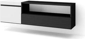 Skraut Home | TV-Schrank, Lowboard | f&uuml;r Wohnzimmer und Esszimmer | 150x45x35cm | F&uuml;r TV-Ger&auml;te bis zu 65 | H&auml;ngend | Moderner Stil | Wei&szlig; und Schwarz