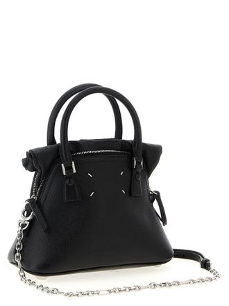 Maison Margiela Womens Top Handle Bag Black Calfskin Leather