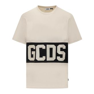 GCDS Band Logo Regular T-Shirt - - Tops - Herren - Beige - XS