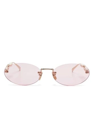 Gucci Sonnenbrille mit ovalem Gestell - Gold