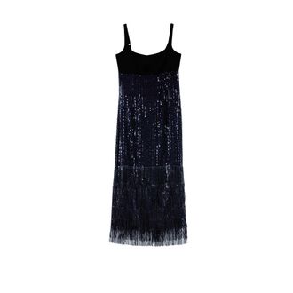 Karl Lagerfeld Femme, Robes, Noir, Taille: 40 FR Sequins Fringe Dress