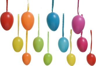 Decoris Ostereier zum Aufh&auml;ngen Mix 3-6cm x 12er Set Plastik H&auml;ngedeko Osterdeko bunt