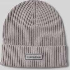 Calvin Klein Strickmütze mit Kaschmir-Anteil und Label-Patch