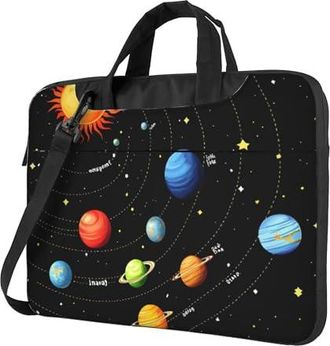 Generic Sac pour ordinateur portable de 15,6 pouces avec bandouli&egrave;re - Motif syst&egrave;me solaire de dessin anim&eacute; - Housse de protection antichoc pour ordinateur p