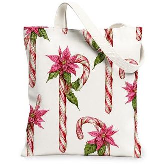 Generic Sacs fourre-tout en toile de sucre dorge &agrave; motif floral &eacute;l&eacute;gant, l&eacute;gers et r&eacute;utilisables, pour le shopping, la salle de sport, la plage, 33 x 38,1 cm