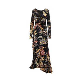 Etro Stretch viscose long dress with print Woman 42