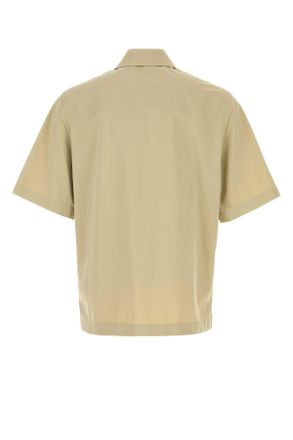 Burberry Mens Khaki Nylon Shirt Sparrowbeige Exterior: Camicie