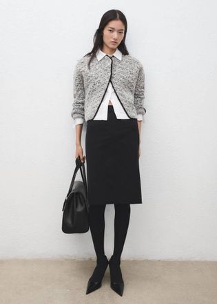 Mango Veste maille jasp&eacute;e noir - Femme - S - MANGO