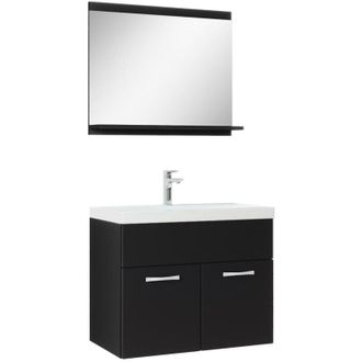 Badplaats Badezimmer Badm&ouml;bel-Set Montreal 02 60cm Waschbecken Mat Schwarz