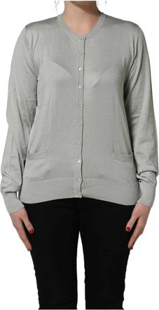 Dolce & Gabbana Femme, Pulls, Vert, Taille: 36 FR Cardigan &agrave; Manches Longues et Col Rond