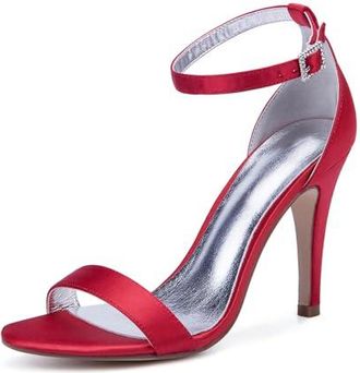 Generic Mariée Hauts Talons Sandales Chaussures De Mariage Sexy Open Toe Bureau Travail Soir Talons Hauts 10.5Cm,Rouge,39 EU