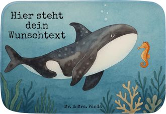 Mr. & Mrs. Panda Badematte Bedrucken Orca Design - Geschenk, Personalisierte, Startup, Wal, Meer, Orcas, Duschvorleger selbst gestalten, Badvorleger, Arbeit, Personali