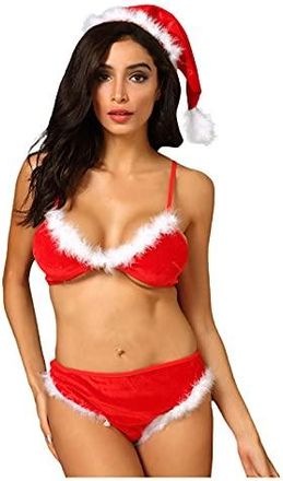 Generic Sous-v&ecirc;tement gar&ccedil;on 110 116 pyjamas sous-v&ecirc;tements charmants sans manches sous-v&ecirc;tements de No&euml;l femmes sexy, rouge, S