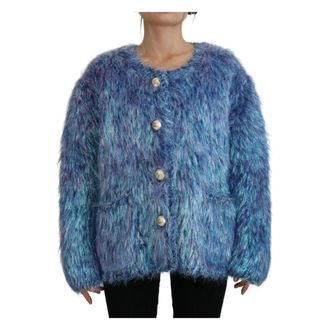 Dolce & Gabbana Mehrfarbiger Fransen Mantel Jacke - - Jackets - Damen - Blau - XS