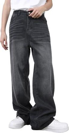 Generic Jean Homme Regular Pantalon Jeans Jean Homme Washed avec Impressions et D&eacute;tails en Splice pour Un Style D&eacute;contract&eacute; et Tendance