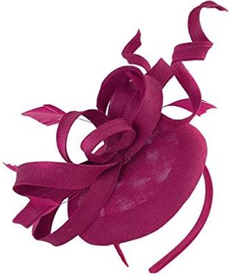 Caprilite Pillbox Serre-tête bibi en sinamay pour femme pour mariage, courses hippiques, rose fuchsia, 1 count (Pack of 1)