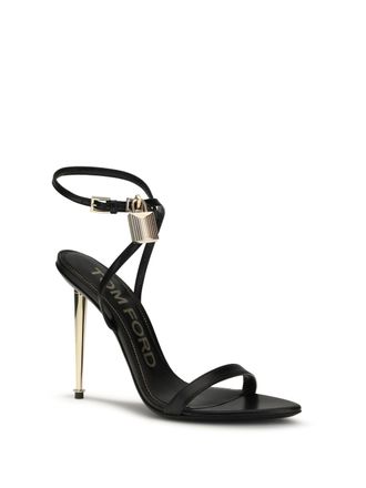 Tom Ford Womens Padlock Pointy Naked Heeled Sandals Black