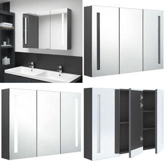 vidaXL Vidaxl - LED-Spiegelschrank fürs Bad 89x14x62 cm Grau - LED-Spiegelschrank - Badezimmermöbel - Kosmetikspiegel - Spiegelschrank Grau