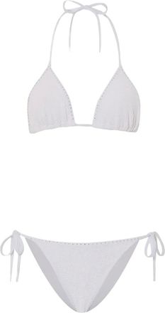 Hunza G Bikini mit Kristallen - Wei&szlig;