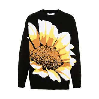 Msgm Herren Schwarzes Baumwoll-T-Shirt - - Knitwear - Herren - Mehrfarbig - XS