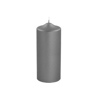 Fink Candle Stumpenkerze Metallic aus Paraffin in der Farbe Grau, Maße: 8cm x 8cm x 20cm, 123743