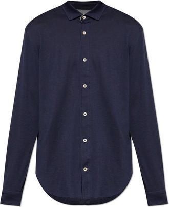 Eleventy Homme, Chemises, Bleu, Taille: XL Chemise en coton &agrave; bordures contrast&eacute;es