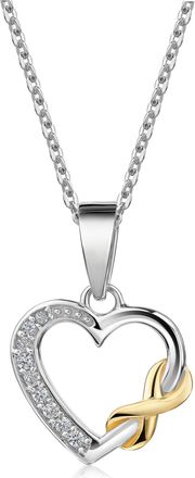 Zeeme Basic Anh&auml;nger mit Kette 925/- Sterling Silber zweifarbig Herz Zirkonia