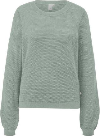 QS by s.Oliver Rundhalspullover Basic (1-tlg) Rundhals-Ausschnitt, Ballonärmel, Waffel-Struktur