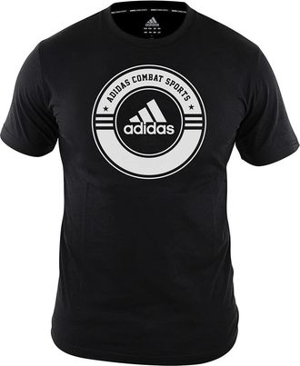 adidas T-Shirt Combat, Unisex Sport-Shirt für Herren & Damen, Kurzarm Shirt, Sportbekleidung 100% Baumwolle, Gr. XXL, schwarz/weiß