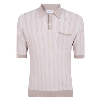 Ballantyne Gestreiftes Polohemd mit Tasche - - Tops - Herren - Wei&szlig; - 2XL