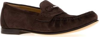 Fendi Mens Dark Brown Suede Crosta Loafers Burnt Mogano Mocassini