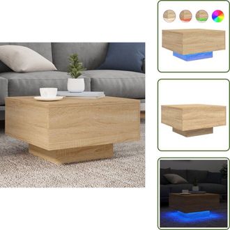 vidaXL The Living Store - Table basse avec lumi&egrave;res led ch&ecirc;ne sonoma 55x55x31 cm - Table Basse Design - Table Basse Led - Table Basse Moderne - Meuble Salon