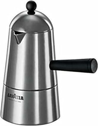 LavAzza ILSA Carmencita Classic Espressokocher, Aluminium, schwarzer Griff und Knopf, 6 Tassen, Silber/Schwarz