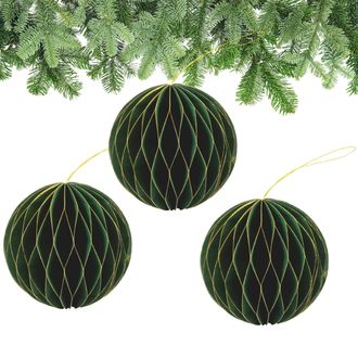 Matches 21 Weihnachtsdeko Weihnachtskugeln zum Aufhängen Dunkelgrün 6er Set - 15 cm Papier Weihnachtsbaumschmuck
