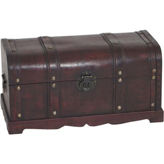 Hhg Holztruhe Holzbox Schatztruhe Antibes Antikoptik 30x57x29cm rund