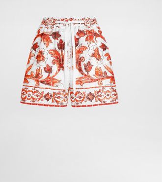 Dolce & Gabbana Shorts Aus Broderie-anglaise-spitze Mit Majolika-print - Frau Hosen Und Shorts Mehrfarbig 40