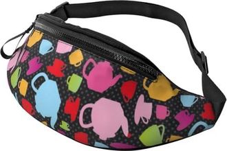 Generic Motif De Tasses Et Th&eacute;i&egrave;res Sacs Banane Unisexe Sac De Voyage R&eacute;glable Poche Poitrine Pour Homme Cyclisme Femme 14X35Cm