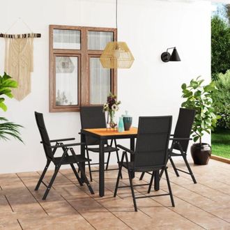 vidaXL Vidaxl - Ensemble de salle à manger de jardin 5 pcs Noir et marron