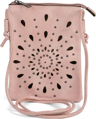 styleBREAKER Umh&auml;ngetasche Mini Umh&auml;ngetasche Blumen Cutouts und Nieten