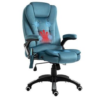 HOMCOM Vinsetto Fauteuil de Bureau massant et Chauffant, Chaise de Bureau, Chaise Ergonomique avec Hauteur r&eacute;glable, Dossier inclinable et t&eacute;l&eacute;commande Filai