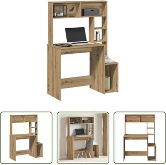 vidaXL Holzwerkstoff - Schreibtisch mit Regal Artisan-Eiche 100x45x140cm Holzwerkstoff