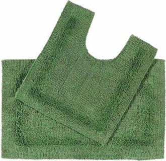 Homescapes Tapis de Bain et Contour WC en Coton, 1600 g/m&sup2;, Extra Doux, 100% Coton, r&eacute;versible, antid&eacute;rapant, Lavable, Super Absorbant, Vert Bouteille, Ensemble 