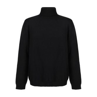 Roberto Collina Homme, Pulls, Noir, Taille: L Pull à Col Roulé de Luxe Noir Maille
