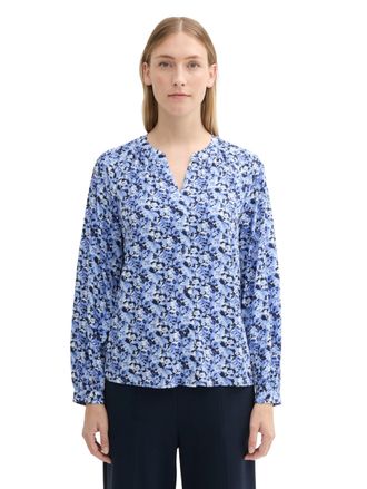 Tom Tailor Damen Bluse mit Muster,36838 - Blue floral Design, 38