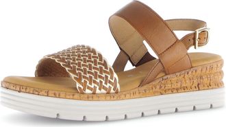 Gabor Damen Riemchensandalen, Frauen Sandalen,offene Schuhe,Strandschuhe,Sandaletten,Sommersandalen,bequem,flach,Camel/Platin(go),40 EU / 6.5 UK