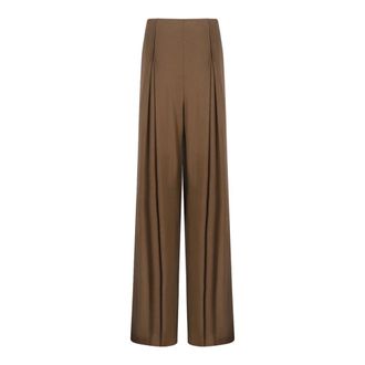 Max Mara Femme, Pantalons, Brun, Taille: 38 FR Wool Jersey Pantalons