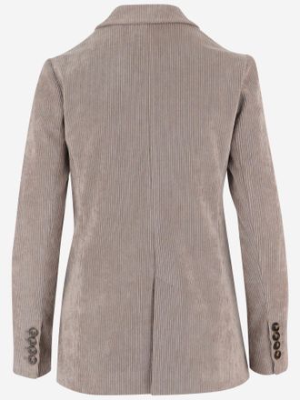 F.it Womens Jacket Double-Breasted Stretch Velvet Beige Polyester
