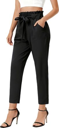 Grace Karin Frauen Papiert&uuml;te Taille Hosen Slim Fit Casual B&uuml;ro Bleistift Hosen, Schwarz, Gro&szlig;